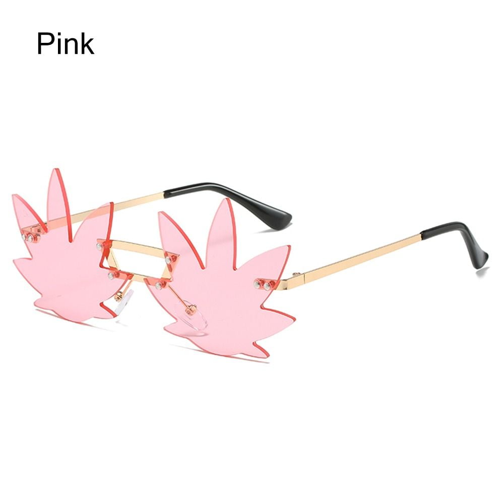 Unique Decorative Party Eyewear Maple Leaf Shape Rimless Sunglasses for ...