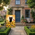 Black Cat Sitting In A Field Of Sunflowers 28x40 Flag For Outside House ...