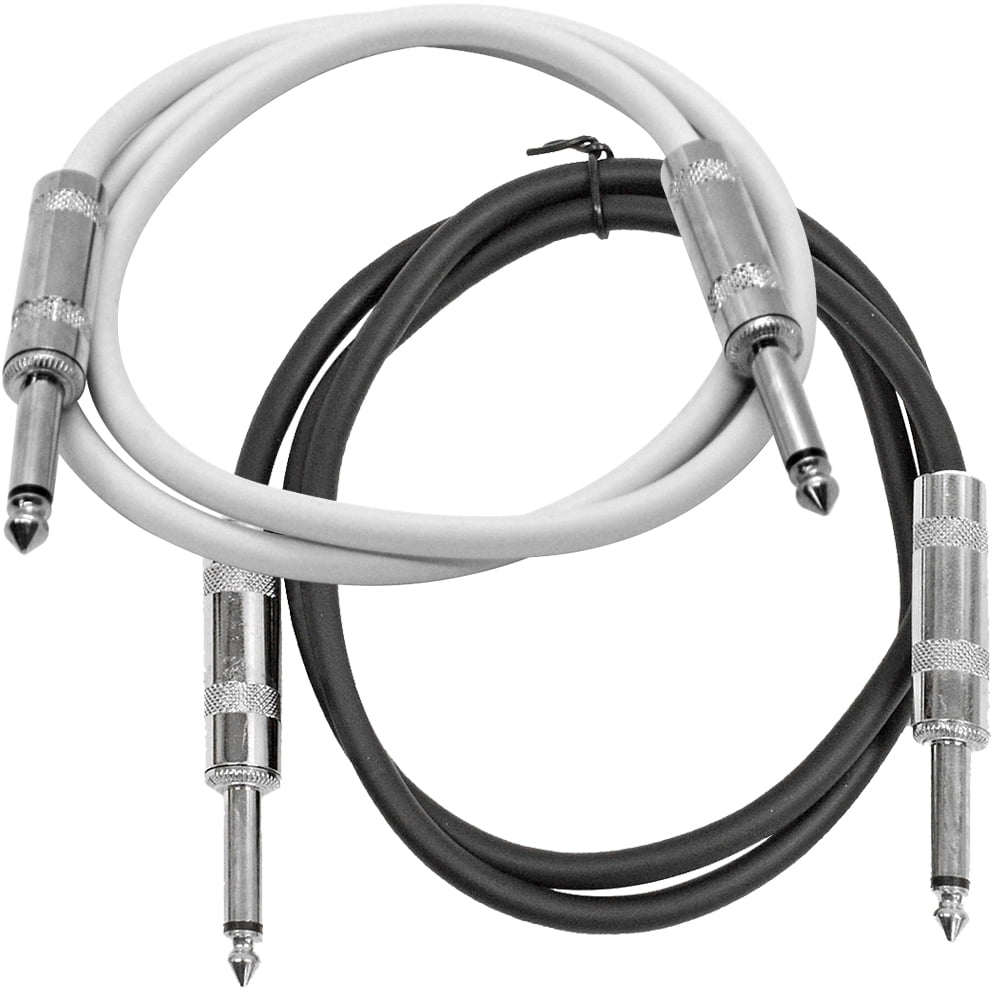 Seismic Audio Pair of 3 Foot 1/4 Inch TS Patch Cables - Unbalanced ...