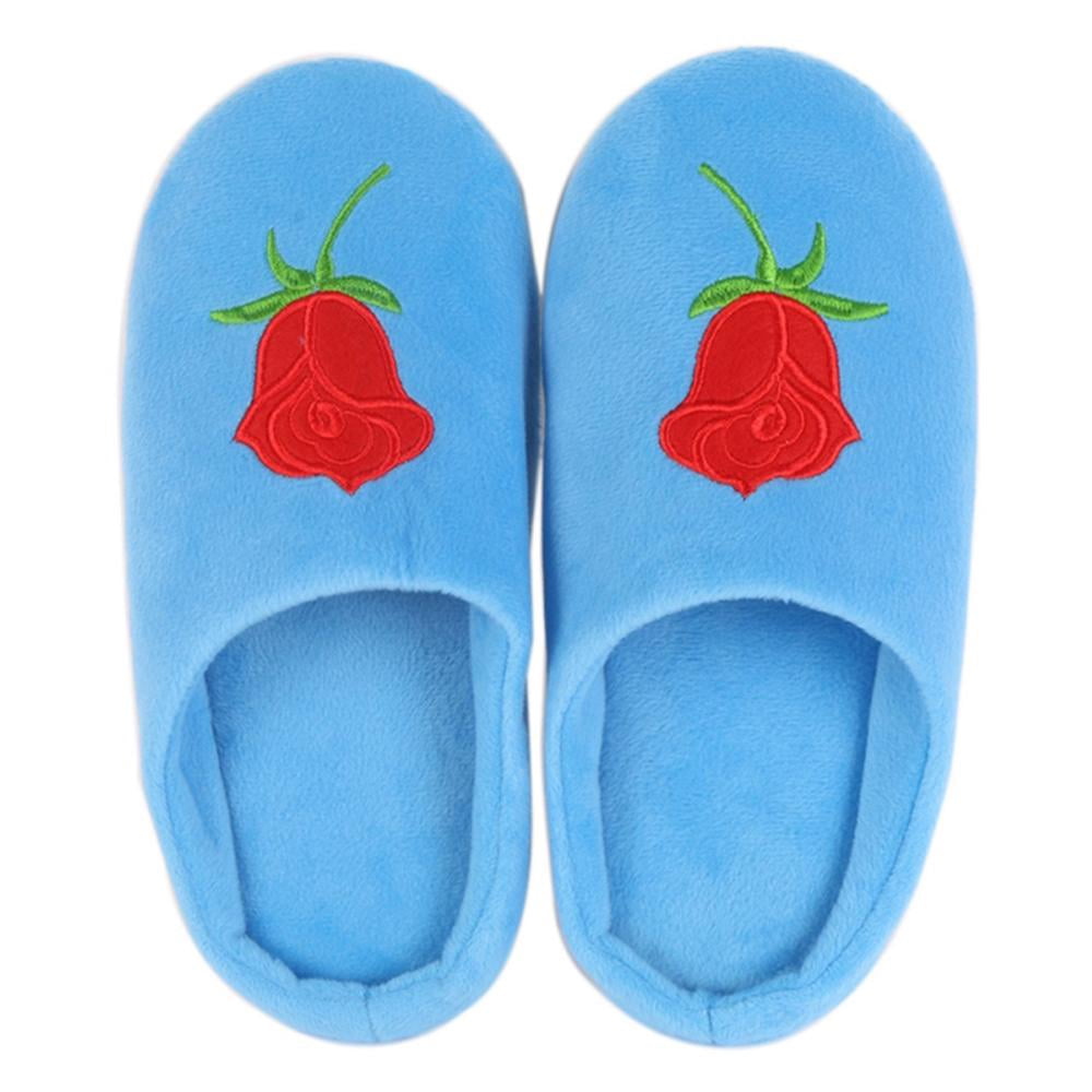 Men Women House Slippers Indoor Memory Foam Anti-Slip Rose Embroidery ...