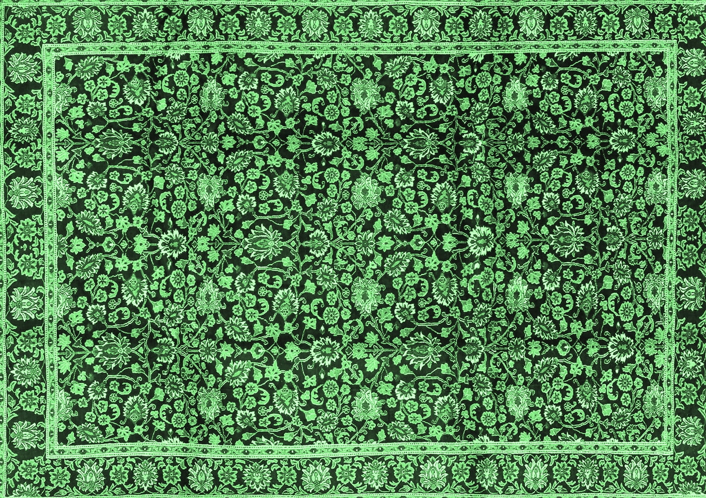 Ahgly Company Indoor Rectangle Persian Emerald Green Traditional Area ...