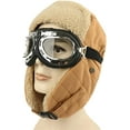 Winter Unisex Bomber Hats Earflap Faux Fur Hat Goggles Trapper Pilot ...