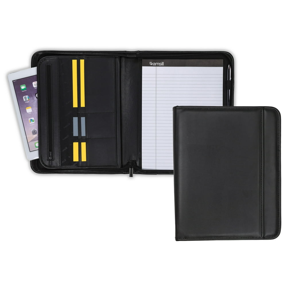 Samsill Professional Zipper Padfolio, 8.5" x 11", Black - Walmart.com ...