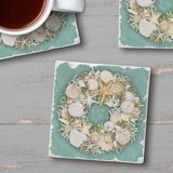 CounterArt "Coastal Wreath" Single Image Absorbent Stone Tumbled Tile ...