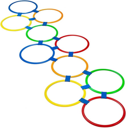 Jump circle Set with 10 circles with 10 Connectors for Indoor/Outdoor Portable Fun Conditioning ...