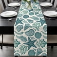 Coastal Green Starfish Conch Table Runner 90 Inches Long,Kitchen Dining ...