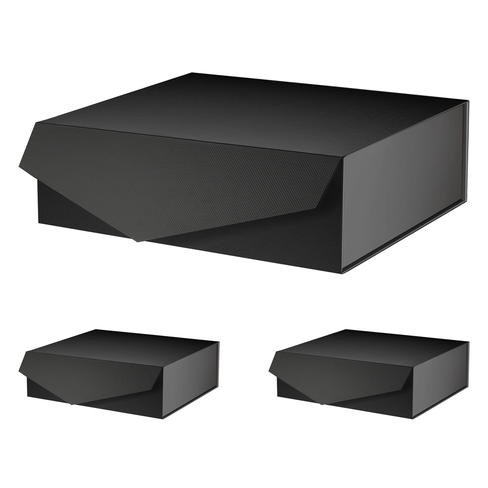PACKHOME 3 Large Gift Boxes, Black Magnetic Closure Gift Boxes with ...