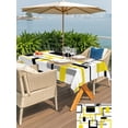 Abstract Lines Rectangle Outdoor Tablecloth with Umbrella Hole Black ...