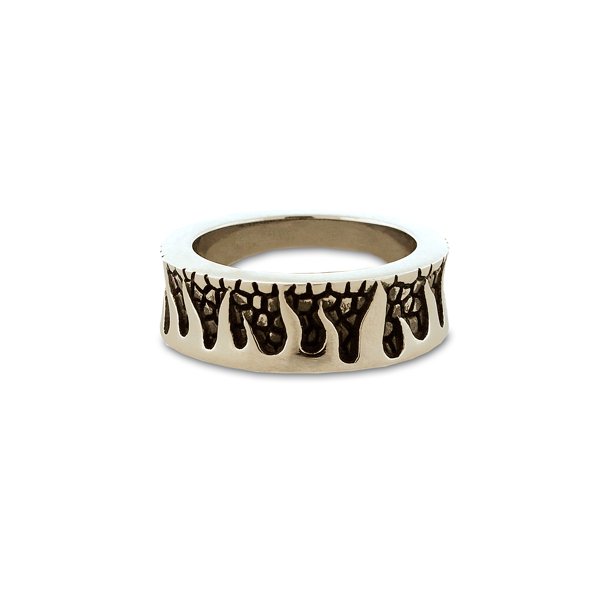 Forever New 316L Stainless Steel Fire Flame with Engraving Lines Mens ...