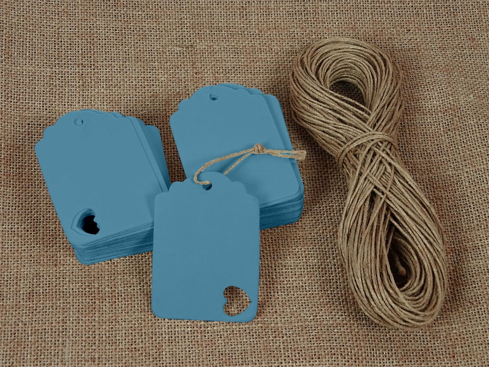 100 Pcs Wedding Favor Hang Tag Rectangular Shape Heart Punched Gift ...