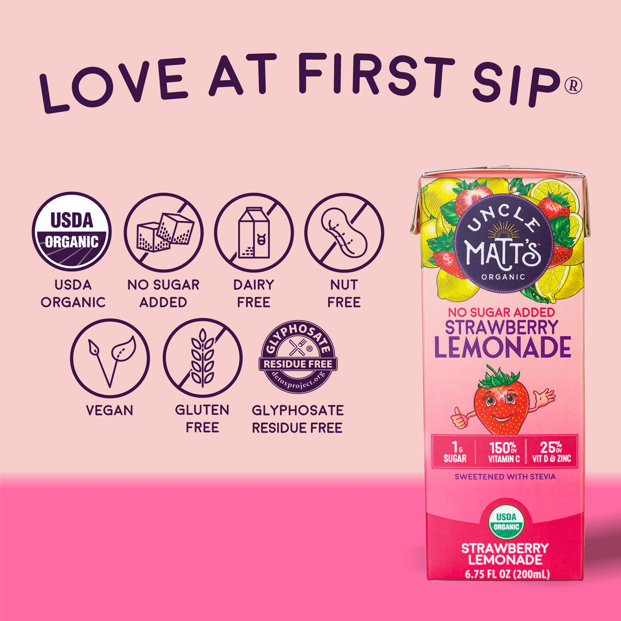 No Sugar Added Strawberry Lemonade Juice Boxes (6.75oz Pack of 32 ...