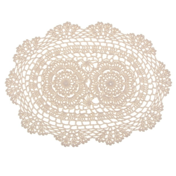 Floral Hand Crochet Doily Beige Table Doilies Cotton Table Pmats Oval ...