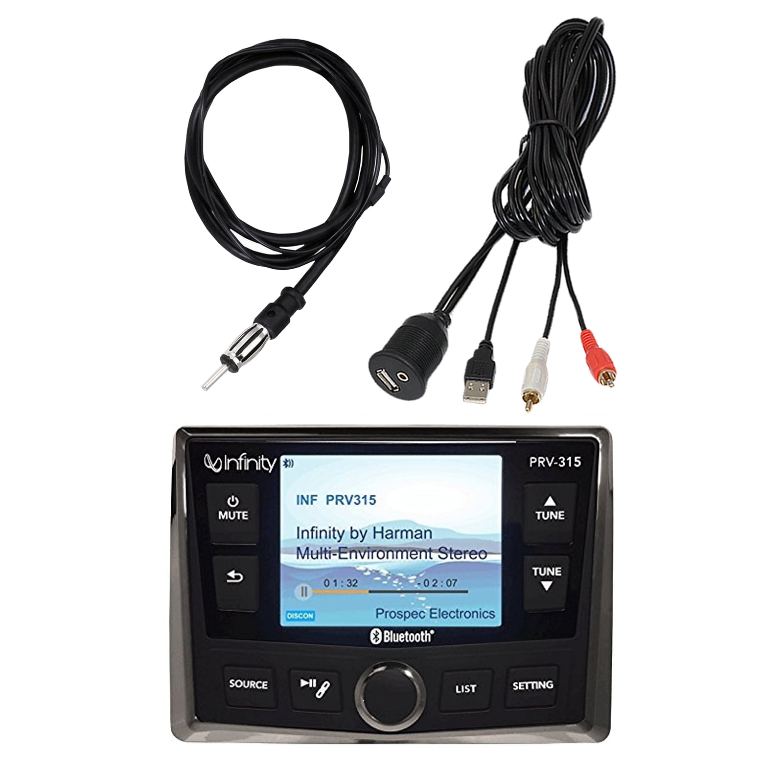 Infinity PRV-315 Bluetooth AM/FM Marine Outdoor Radio, USB Interface ...