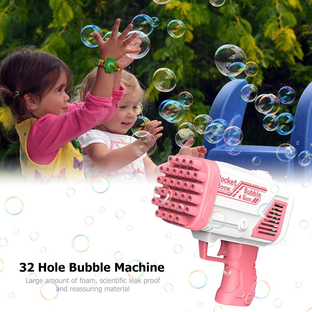 Bazooka Bubble Machine 32 hoyos Gatling Electric Soap Bubble Toys (rosa ...