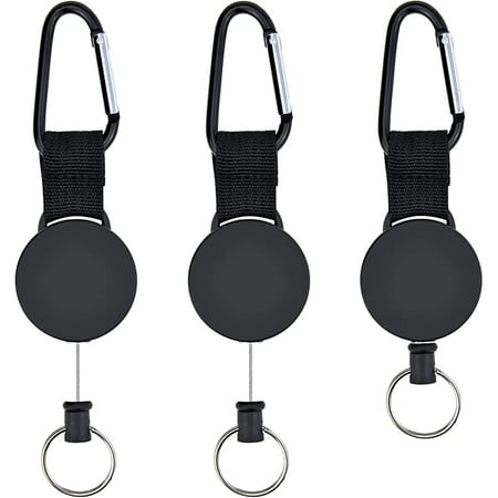 Crday Extendable Lanyard Retractable Key Fob ID Badge Holder 60cm Steel ...