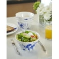 Servappetit Lightweight Ceramic Bowls Set of 4, 23 oz, White with Blue ...