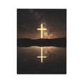 CozyNet A Glowing Cross Reflected In Calm Waters Under A Starry Night ...