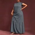 Bixock Maternity's Maxi Dress Sleeveless Crew Neck Loose A Line Ruffle ...