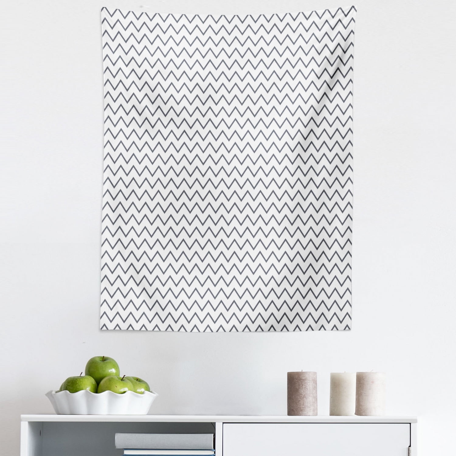 Modern Tapestry, Zig Zag Chevron Lines Angled Stripes Wave Sealife ...