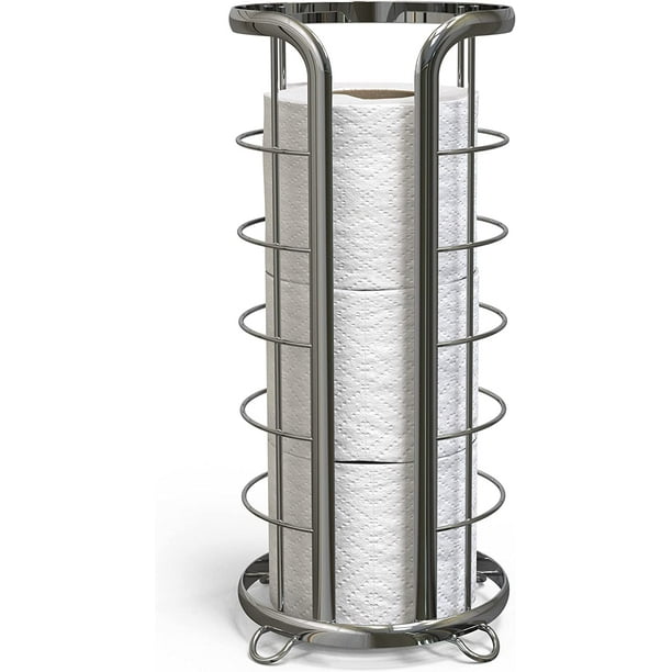 BROOKSTONE, Shiny Chrome Toilet Paper Holder, Freestanding Bathroom ...