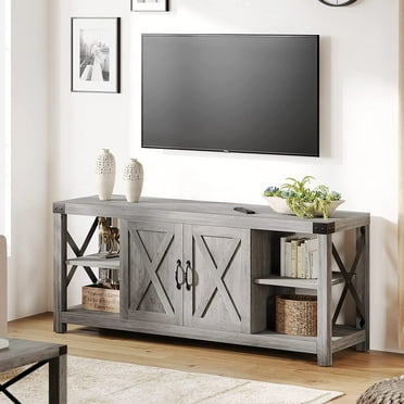 59 Inch TV Stand for TV up to 50 60 65 Inches, Farmhouse Wood TV ...