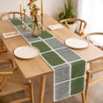 Black Stripes Cotton Linen Table Runner Green Japanese Style Striped ...