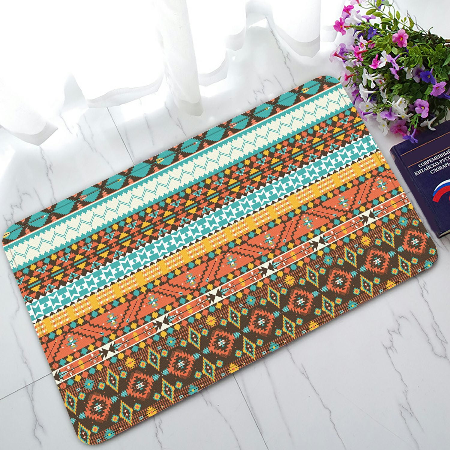 PHFZK Geometric Doormat, Colorful Aztec Bohemian Style Doormat Outdoors ...