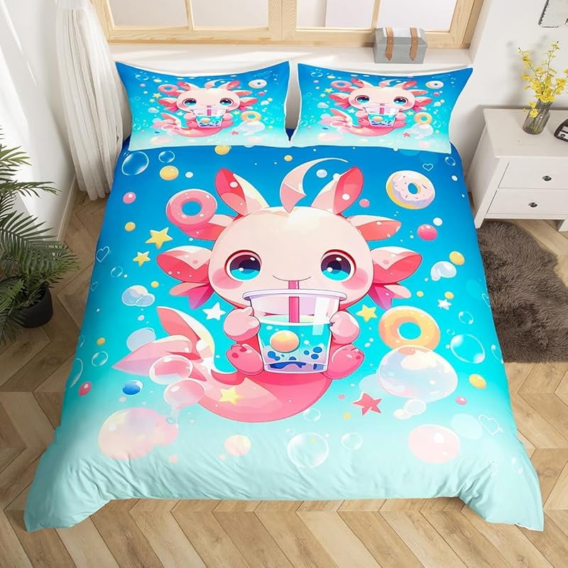 Click here for Parmelon Women Kawaii Axolotl Duvet Cover Set Twin... prices