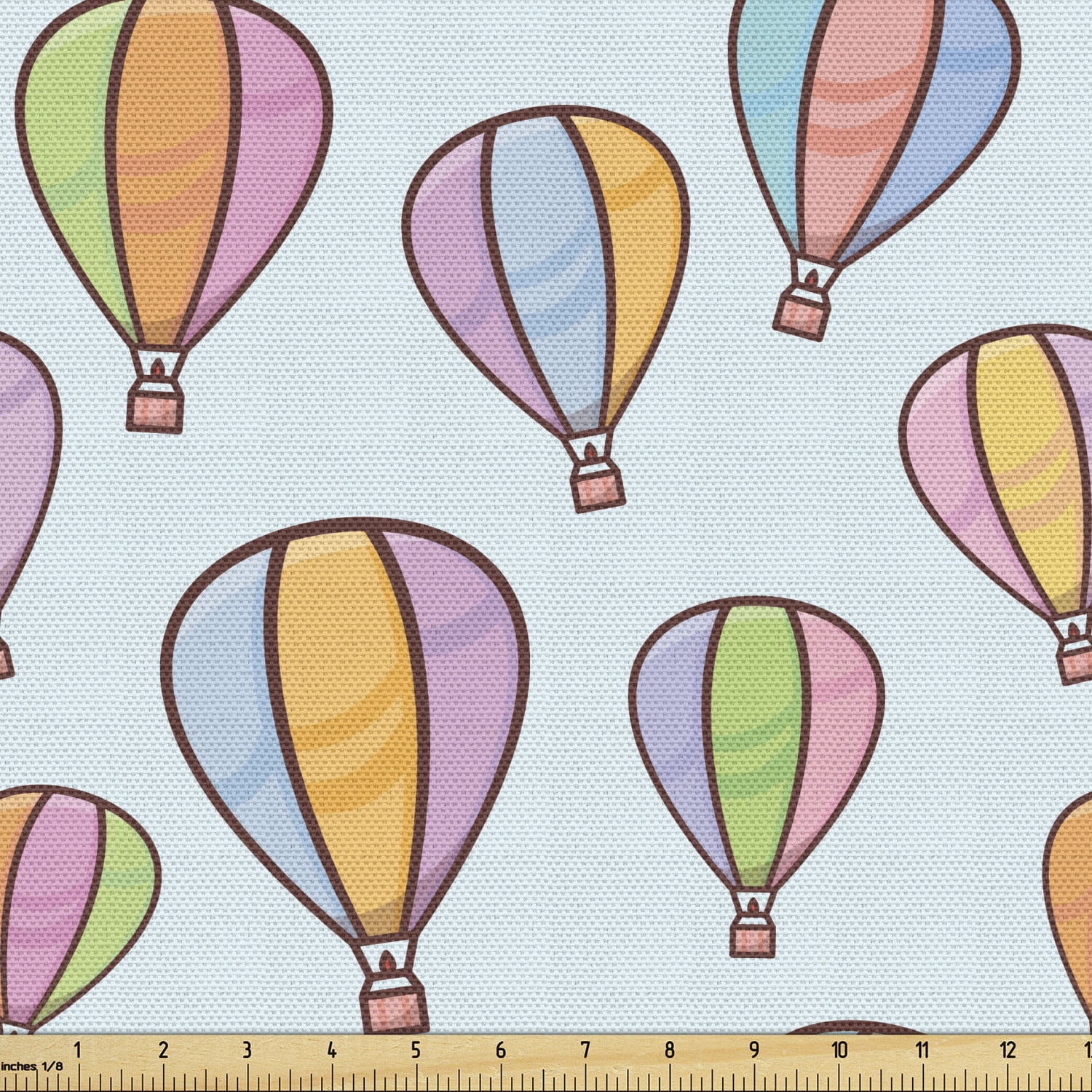 Hot Air Balloon Fabric by the Yard, Pastel Colored Sky Vehicles ...