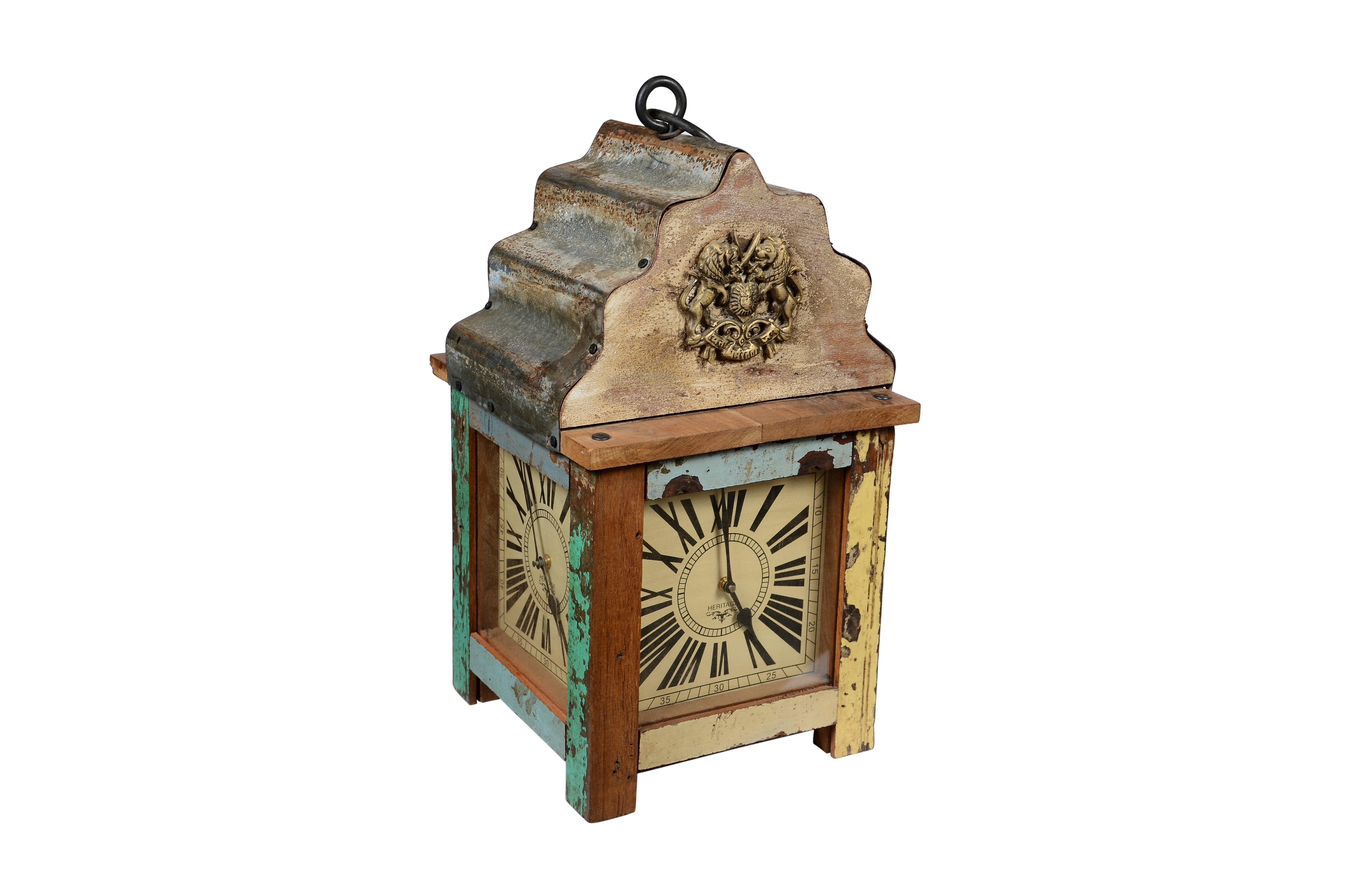 3-Sided Hanging Clock made from Wooden Lantern - Walmart.com