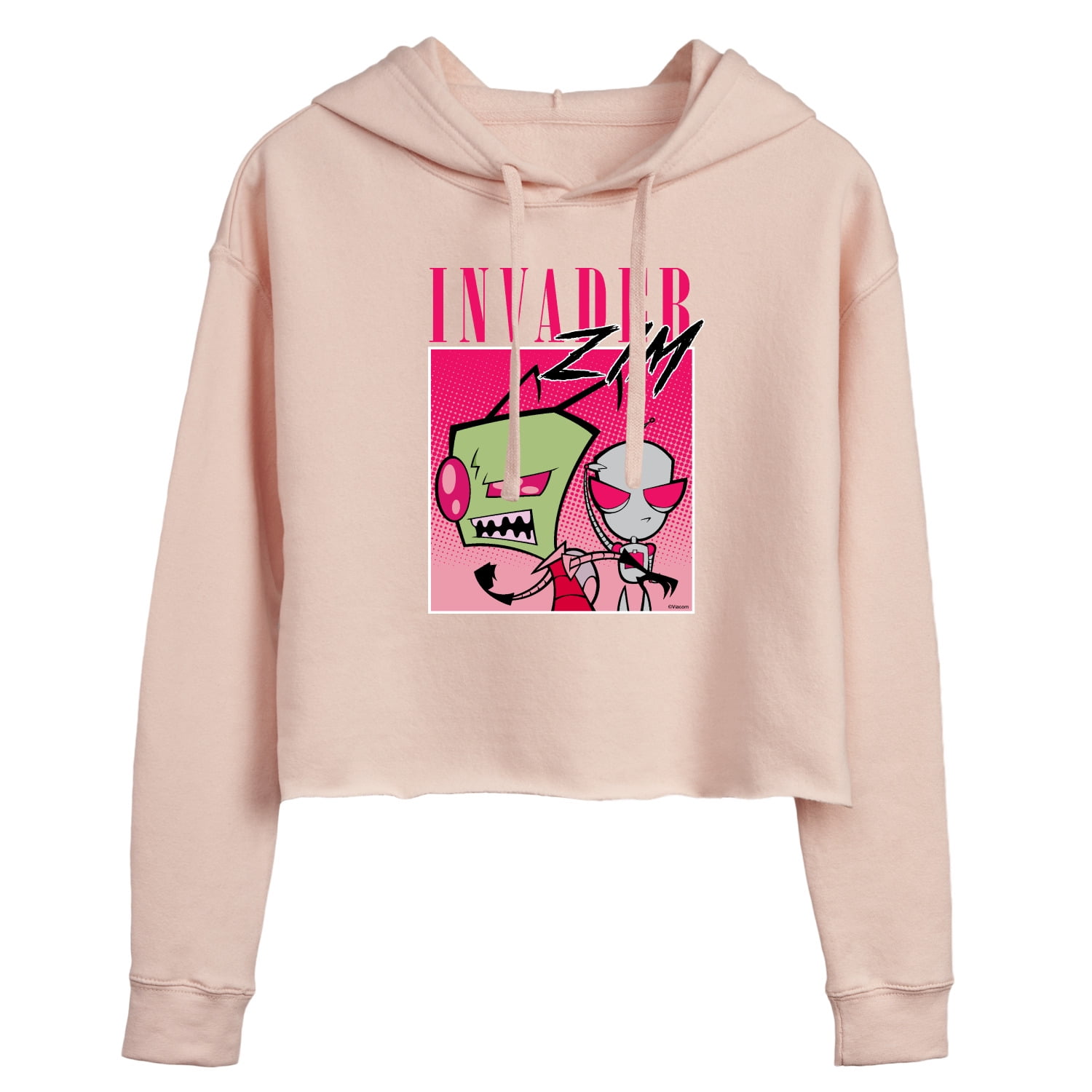 Invader ZIM - 90's Style ZIM and GIR - Juniors Cropped Pullover Hoodie ...