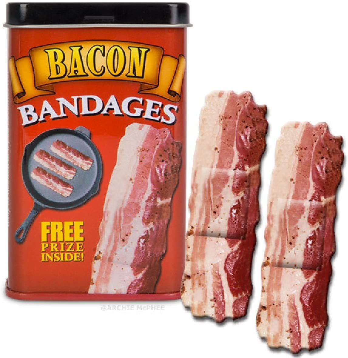 2 Pack - Bacon Shaped Themed Adhesive Bandages, 15 Die-cut Sterile ...
