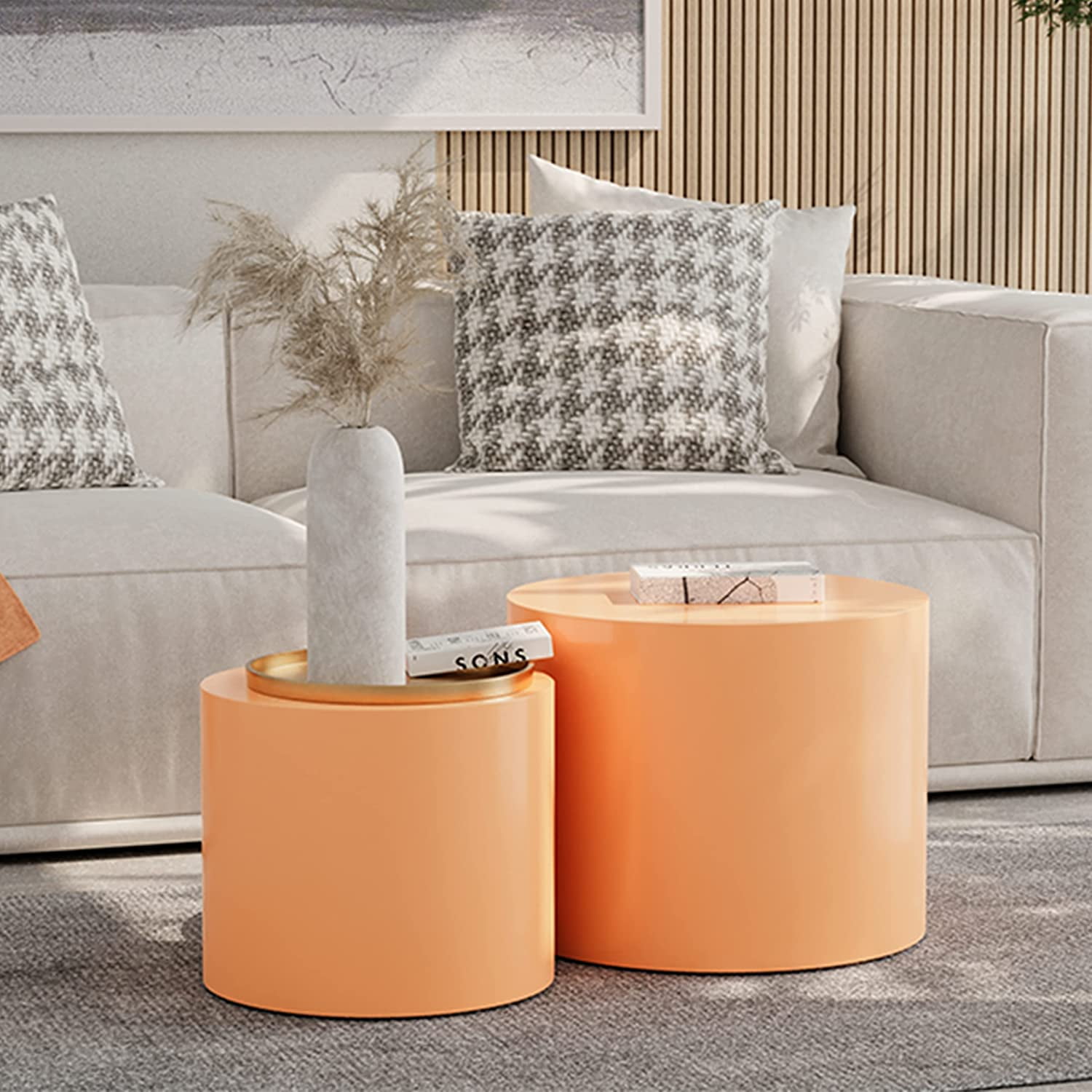 Williamspace Round Coffee Table Set of 2, Nesting Table Set Side End ... Williamspace Round Coffee Table Set of 2, Nesting Table Set Side End ...