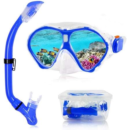 Kids Snorkel Set Snorkel Mask Foldable Dry Top Snorkel Tube Kids ...
