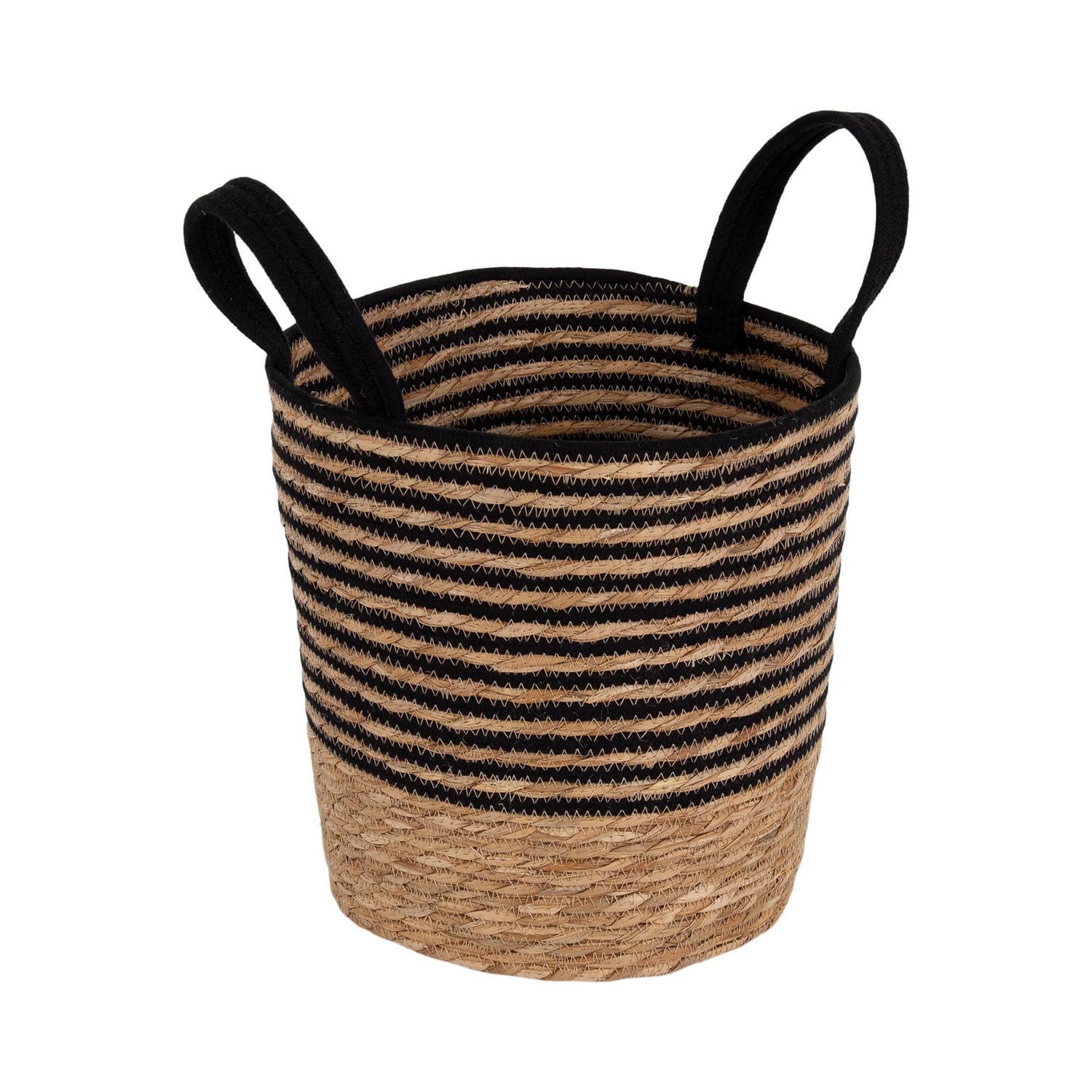 Click here for Designovation 12H Black And Natural Striped Basket prices