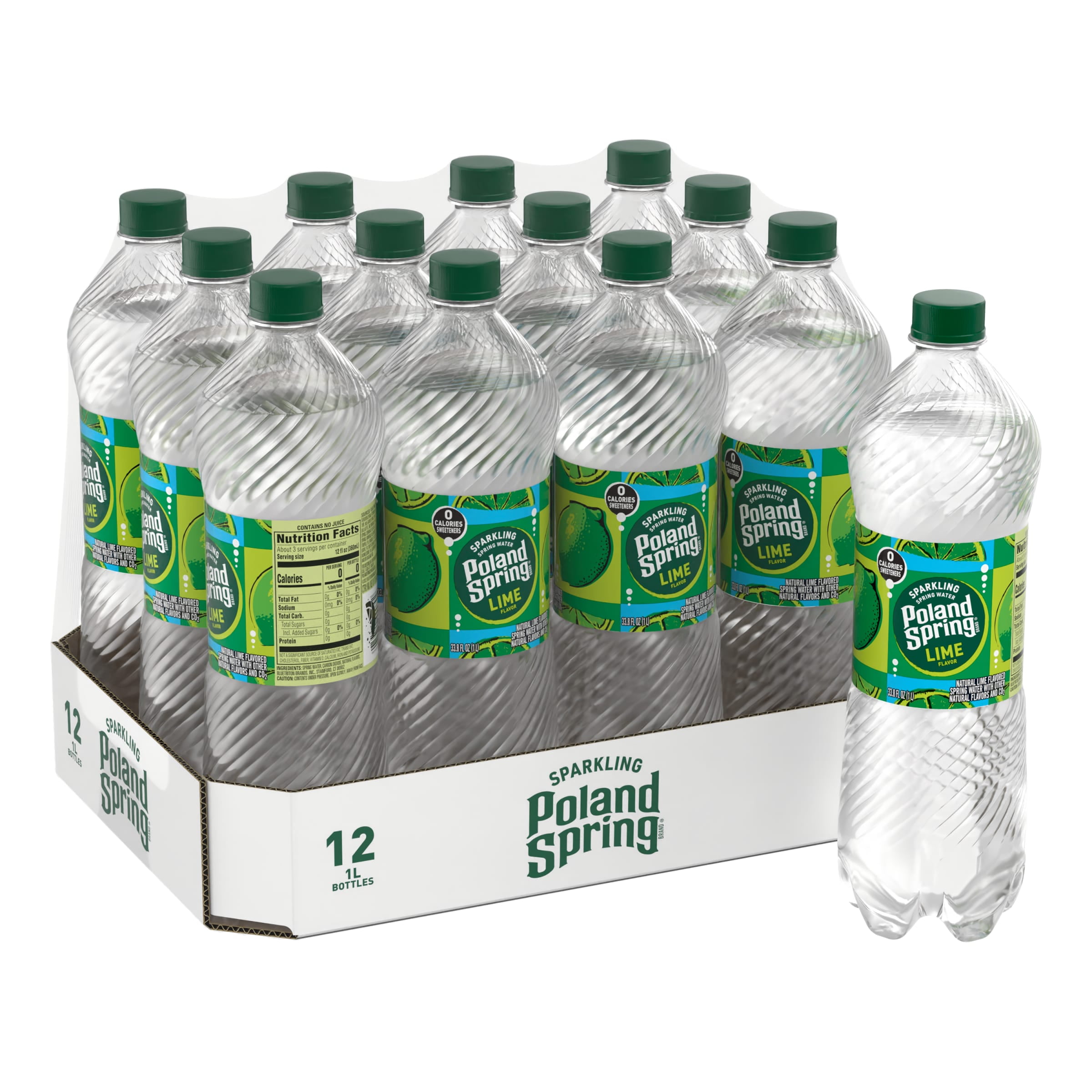Poland Spring Sparkling Water, Zesty Lime, 33.8 oz. Bottles (Pack of 12) - Walmart.com