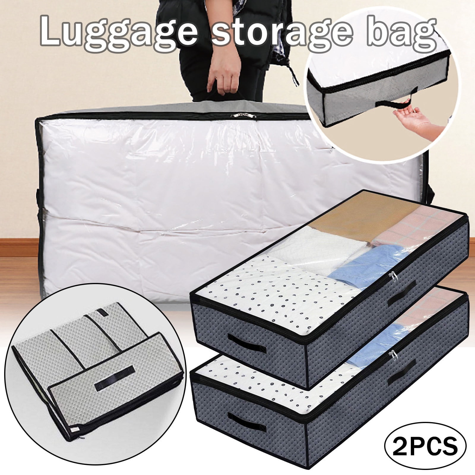 2x Handy Storage Bag Heavy Duty Under-bed Storage Box Quilt Storage ...