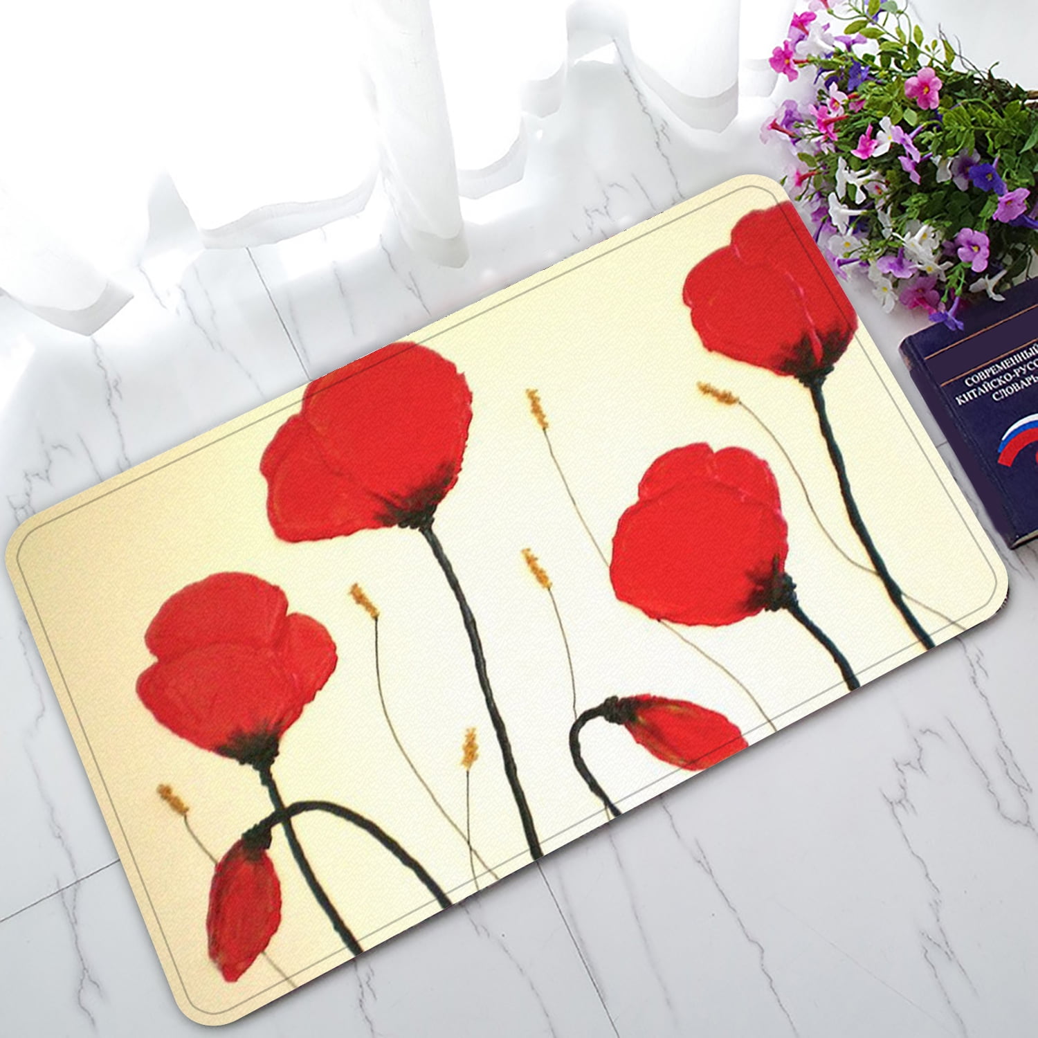 ZKGK Poppy Flowers Non-Slip Doormat Indoor/Outdoor/Bathroom Doormat 30 ...