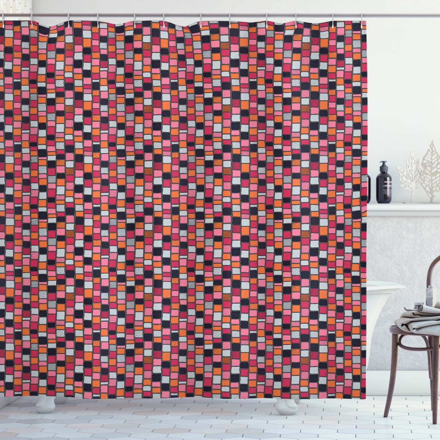 Ambesonne Cobblestone Shower Curtain, Patchwork Bricks, 69"Wx75"L ...
