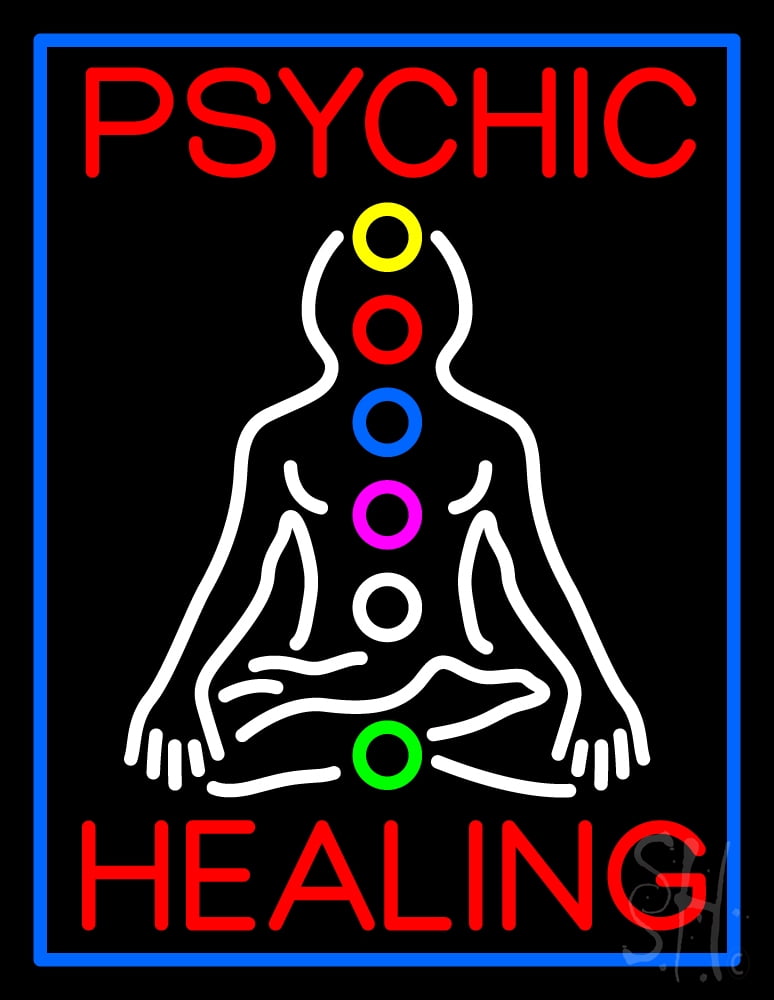 Psychic Health LED Neon Sign 31" Tall x 24" Wide - inches Black Square ...