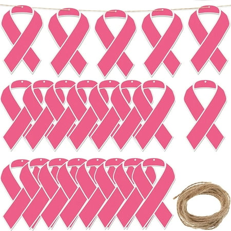 24 Pieces Breast Cancer Pink Ribbon Wall Decor Breast Cancer Wood ...