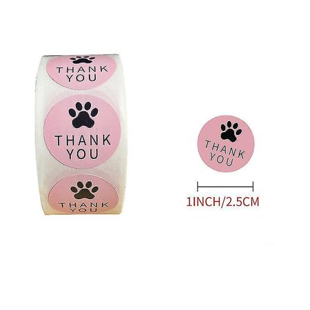 500pcs /roll Cute Pink Kraft Paper Thank You Stickers Seal Labes Dog ...