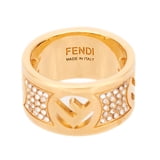 Fendi F is Fendi Logo Ring Wide Band Crystal Gold Metal Size Medium ...