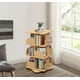 Hartwick 3 Tier Revolving Bookcase Tower with 12 Shelves, Natural Wood ...