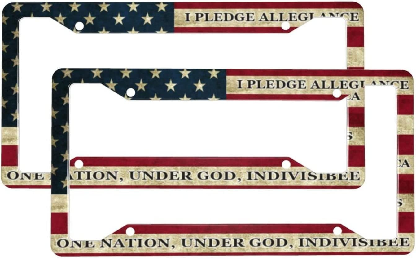 Vintage American Flag License Plate Frame - 2 Pcs Set Novelty Patriotic ...