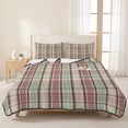68x98in Quilt Bedding Set, Buffalo Check Geometric Stripe Lightweight ...