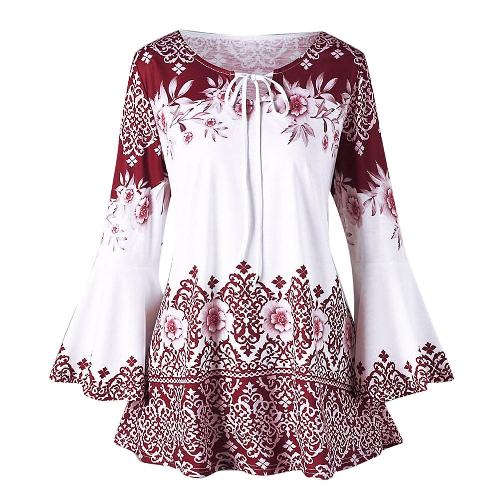 Click here for Leutsin Womens Plus Size Printed Flare Sleeve Plus... prices