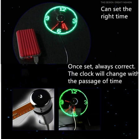 Wgthhk Mini USB LED Clock Fan with Real Time Display, USB Powered ...