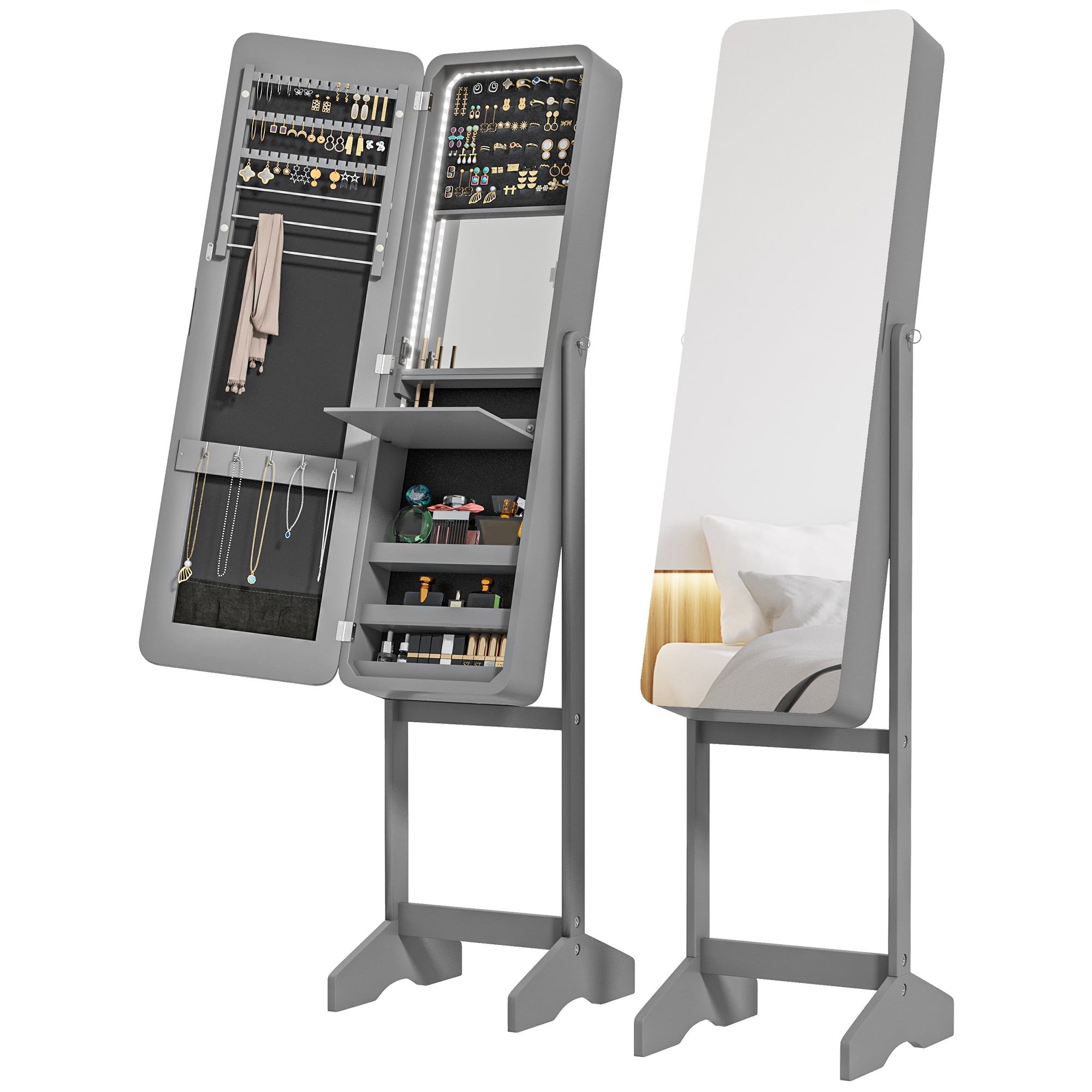 Click here for Homcom Freestanding Mirrored Jewelry Cabinet With... prices