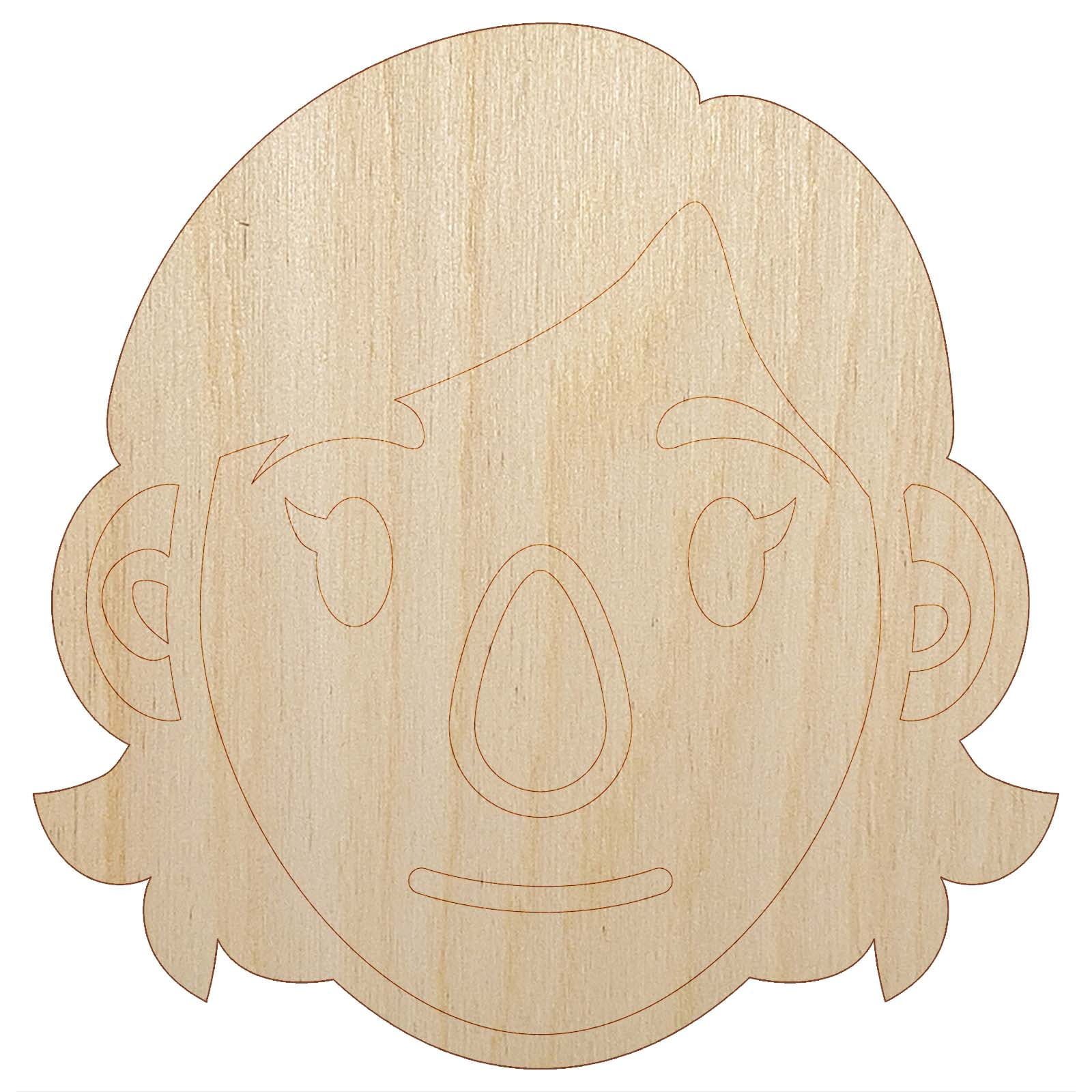 Human Female Character Face Wood Shape Unfinished Piece Cutout Craft ...
